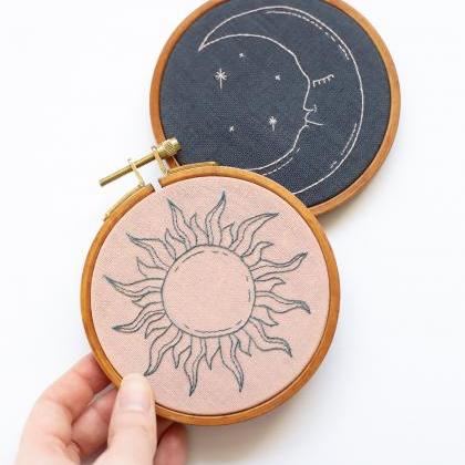 Bundle | Celestial Sun & Moon Pdf Embroidery Pattern Tutorial | Digital ...