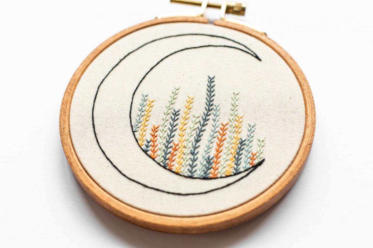 Luna Garden Floral Moon Pdf Embroidery Pattern Tutorial | Digital ...