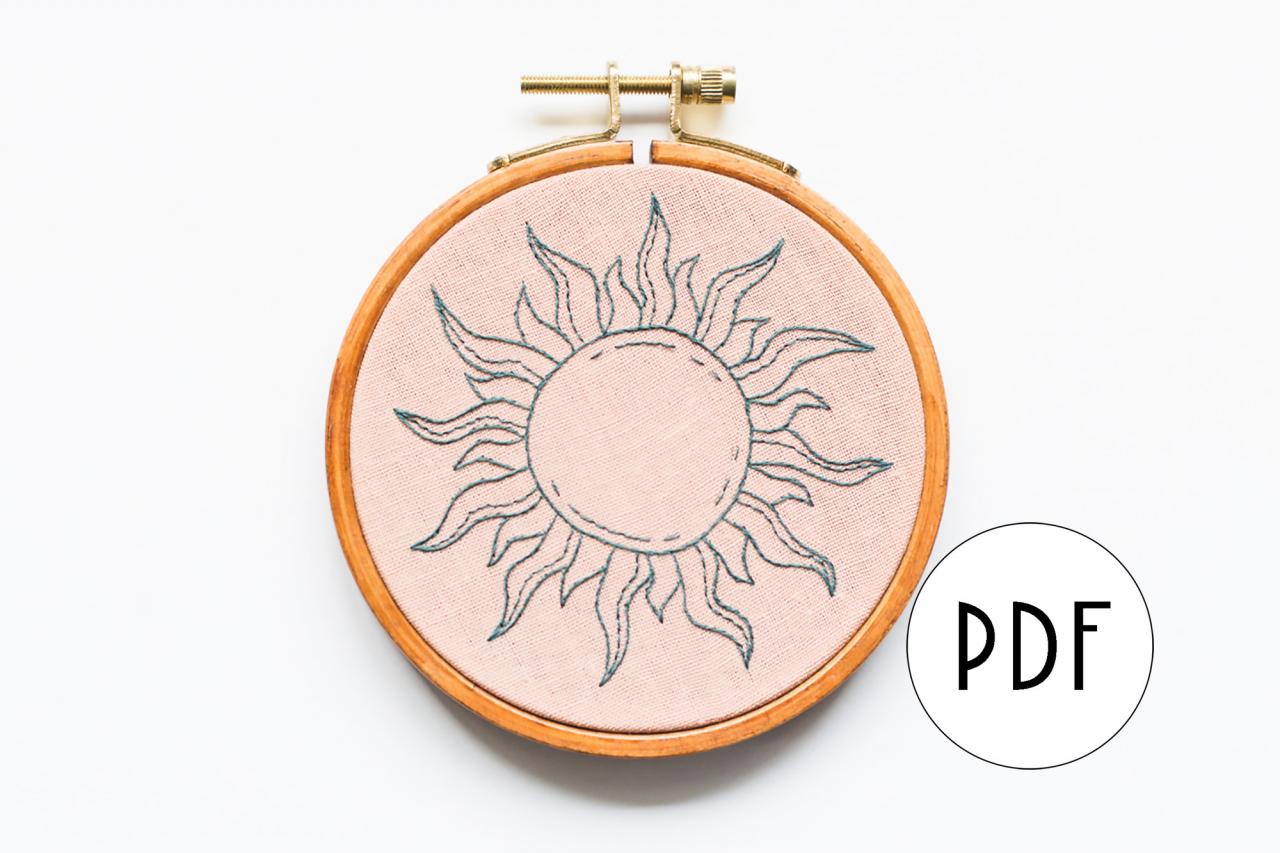 Celestial Sun Pdf Embroidery Pattern Tutorial | Digital Downloadable ...